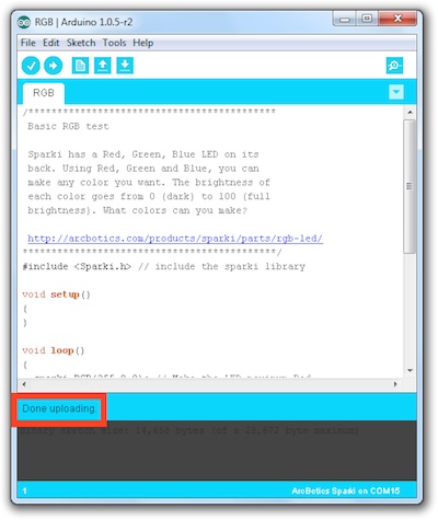 ArcBotics - Manually Uploading Sparki Code
